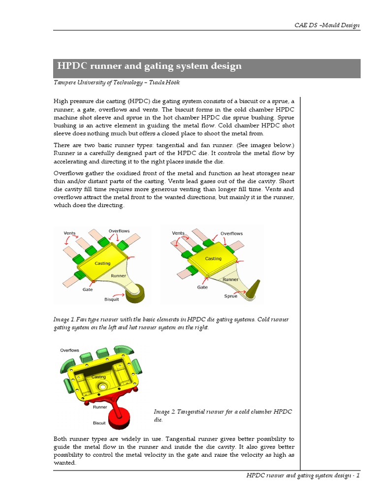 HPDC Runner and Gating System Guide | PDF | Casting (Metalworking) | Metals