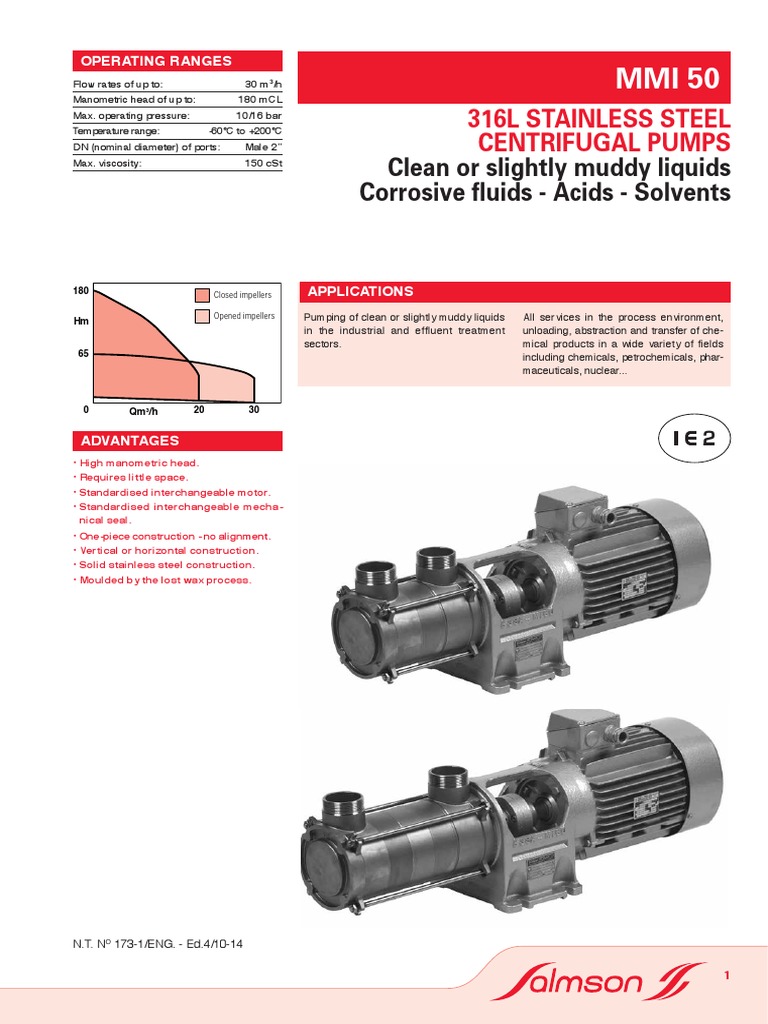 MMI-50 NT ENG 50Hz | PDF | Pump | Physical Sciences