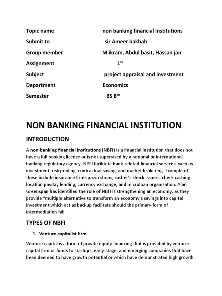 Non Banking Financial Institution | PDF | Non Bank Financial ...