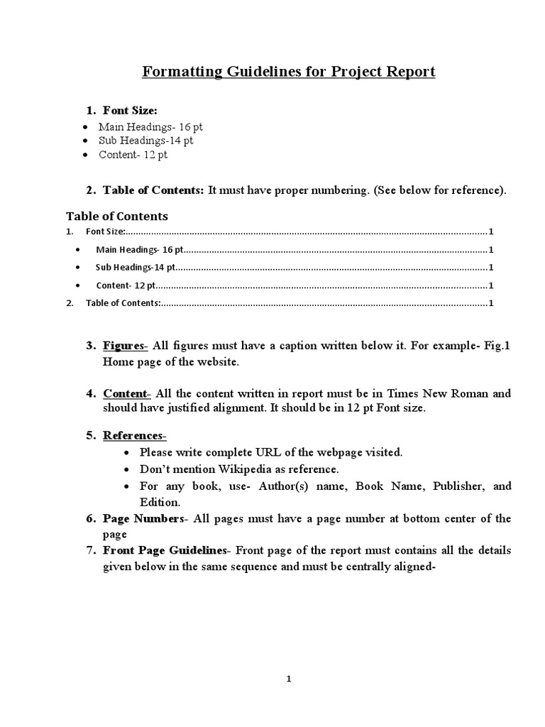 Formatting Guidelines For Project Report V and III Sem | PDF | Websites ...