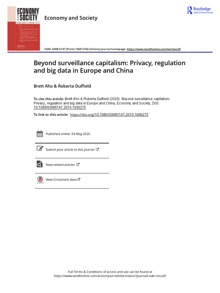 Beyond Surveillance Capitalism: Privacy, Regulation and Big Data in ...