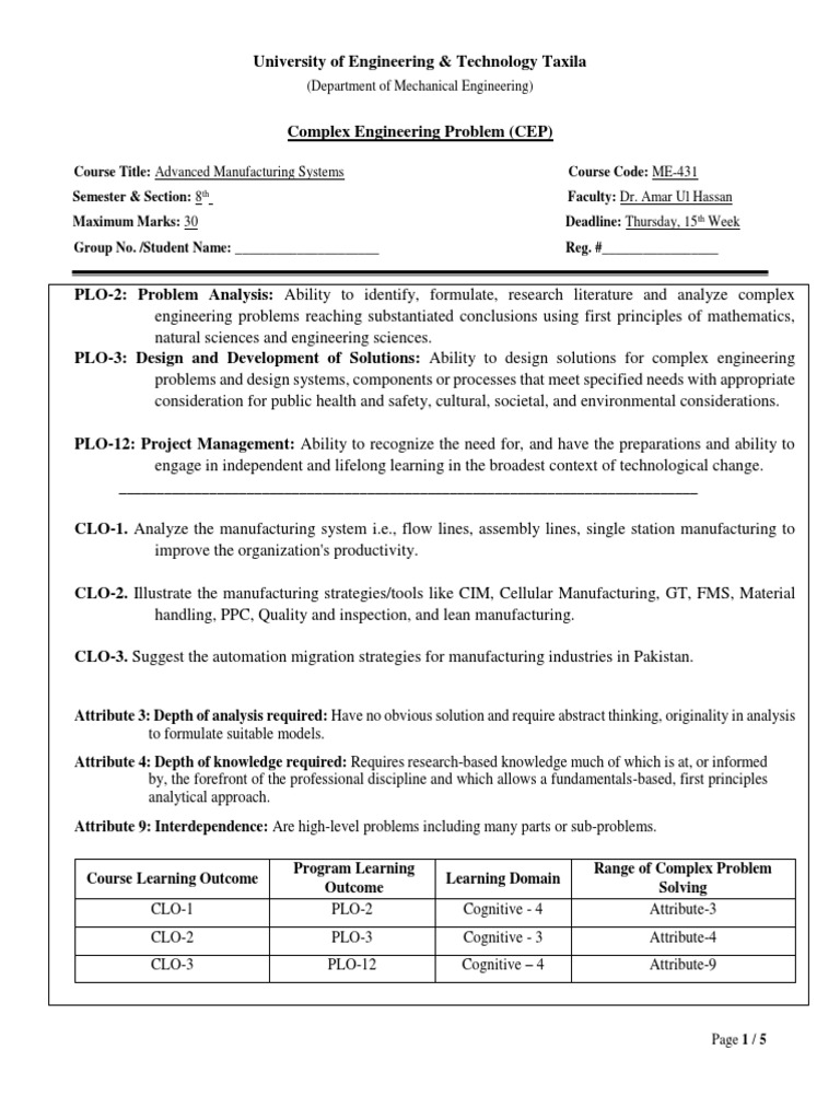 Me-431 Cep Ams | PDF | Engineering | System