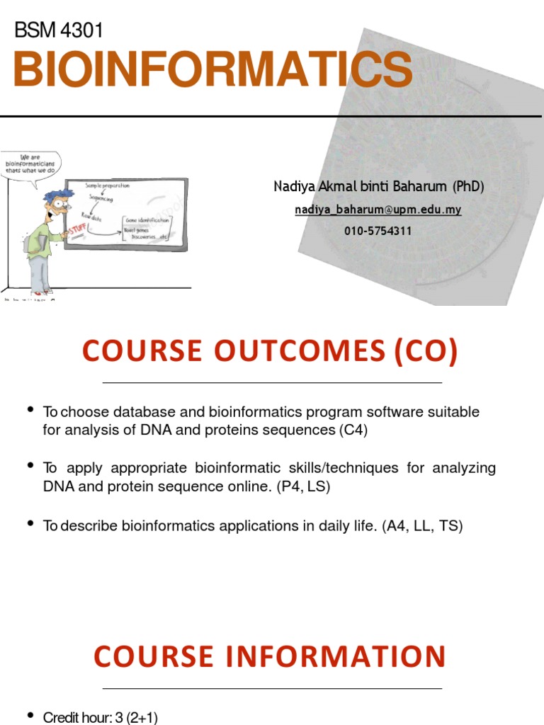Bioinformatics: Nadiya Akmal Binti Baharum (PHD) | PDF | Bioinformatics ...