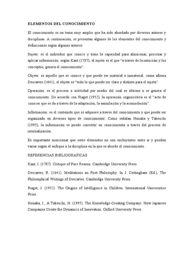 Elementos Del Conocimiento | PDF
