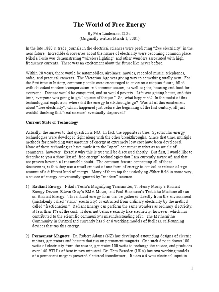 World of Free Energy | PDF | Home & Garden | Science & Mathematics