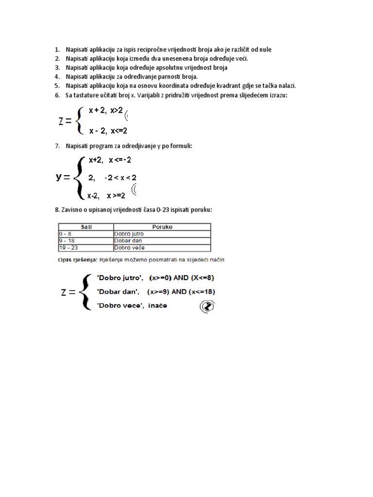 If Naredba Zadaci | PDF