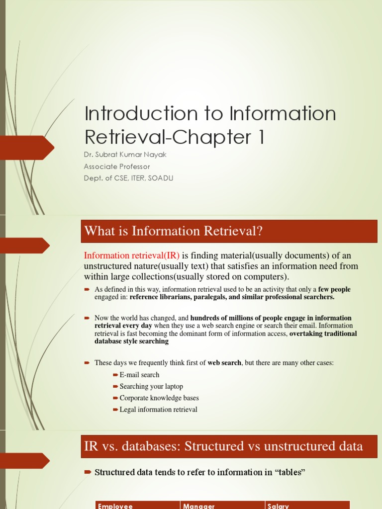 Lect 1 | PDF | Information Retrieval | Databases Lect 1 | PDF | Information Retrieval | Databases