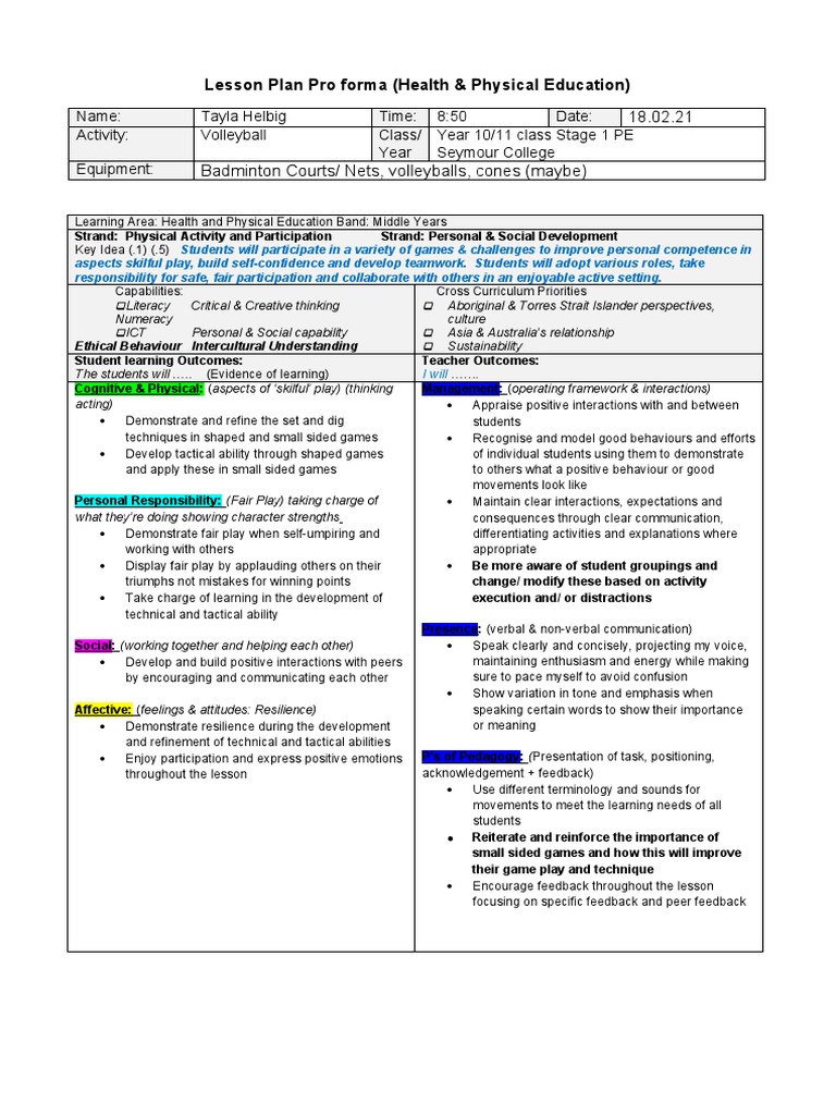 18.02.21 Badminton Courts/ Nets, Volleyballs, Cones (Maybe) : Lesson ...