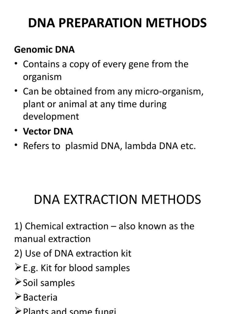DNA Preparation and Extraction Methods | PDF