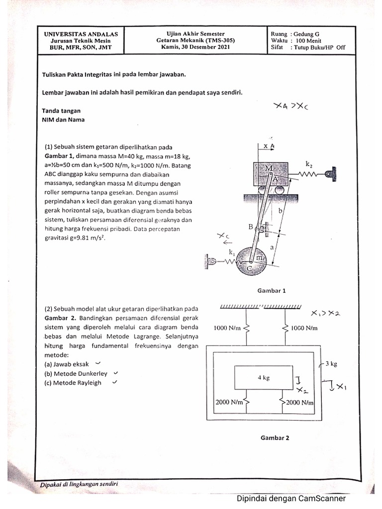 SOAL GETARAN MEKANIK 2021 | PDF