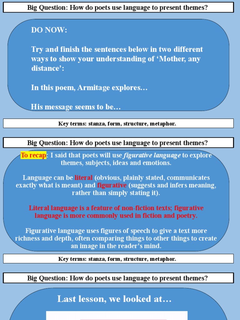 Analyzing "Mother, Any Distance" Poem | PDF | Language Arts & Discipline