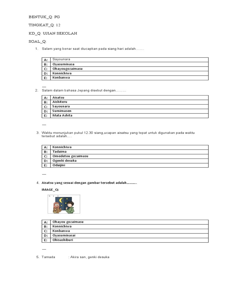 Bentuk - Q: PG Tingkat - Q: 12 KD - Q: Ujian Sekolah Soal - Q | PDF | Seni & Disiplin Bahasa