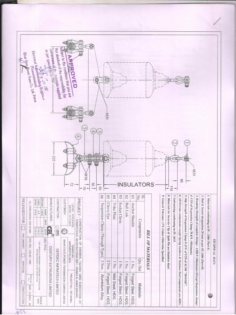 Approved Drawing of Hardware Fitting With Clamp and Connector - 86 (B ...
