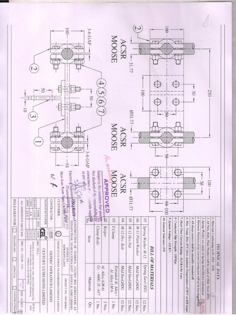Approved Drawing of H.fitting and Clamp Connector - 86C) | PDF