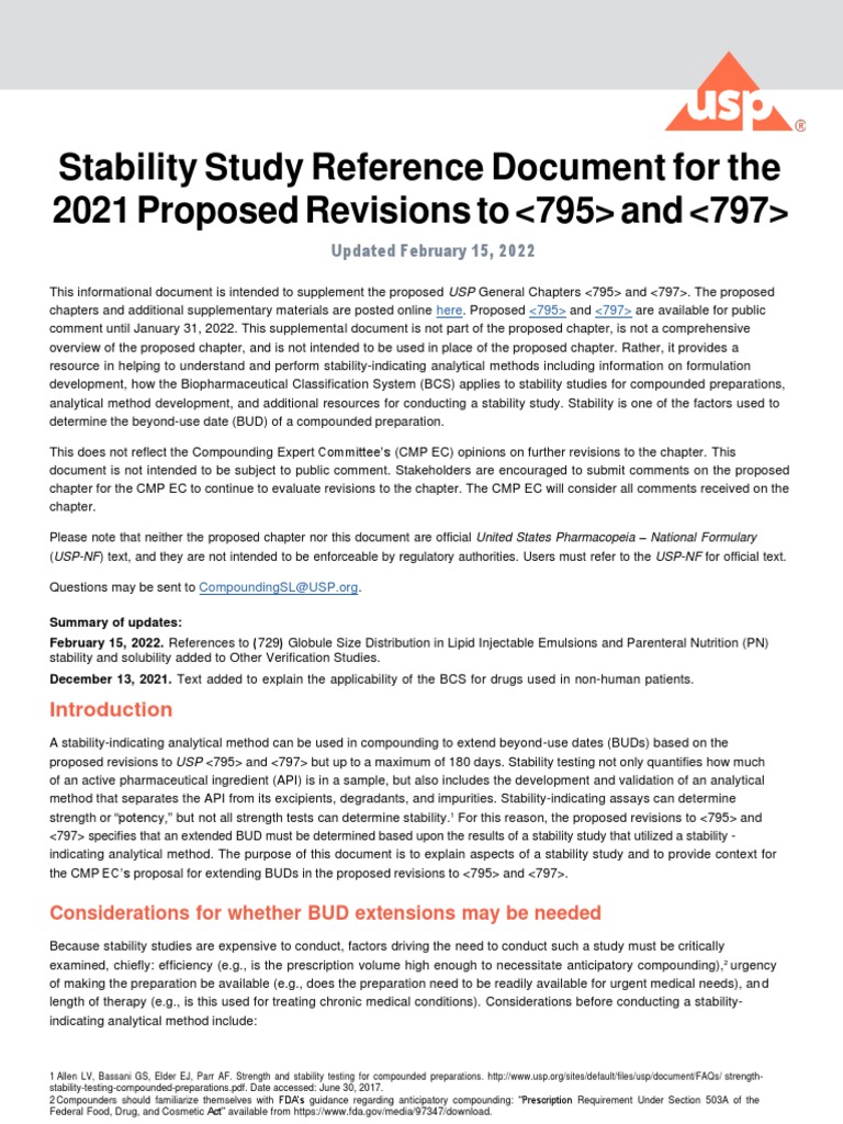 Stability Study Guidelines for USP & | PDF