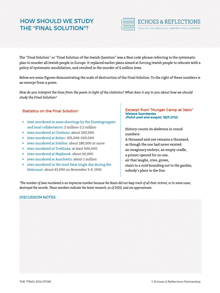 The Final Solution Statistics Poem | PDF