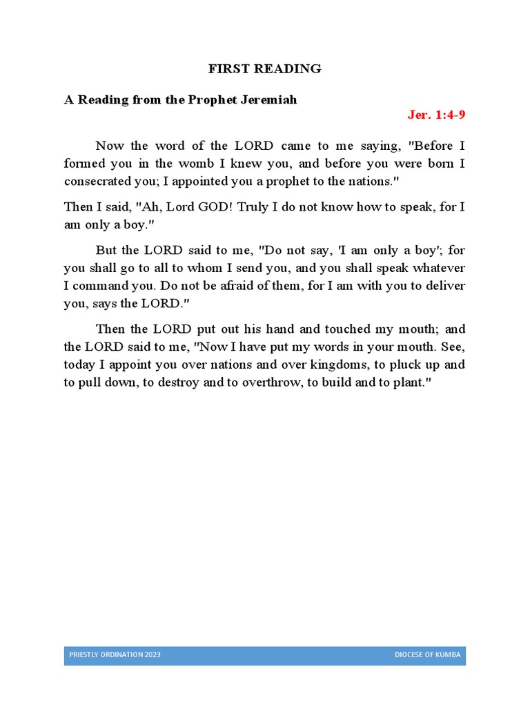 Readings For Priestly Ordination | PDF