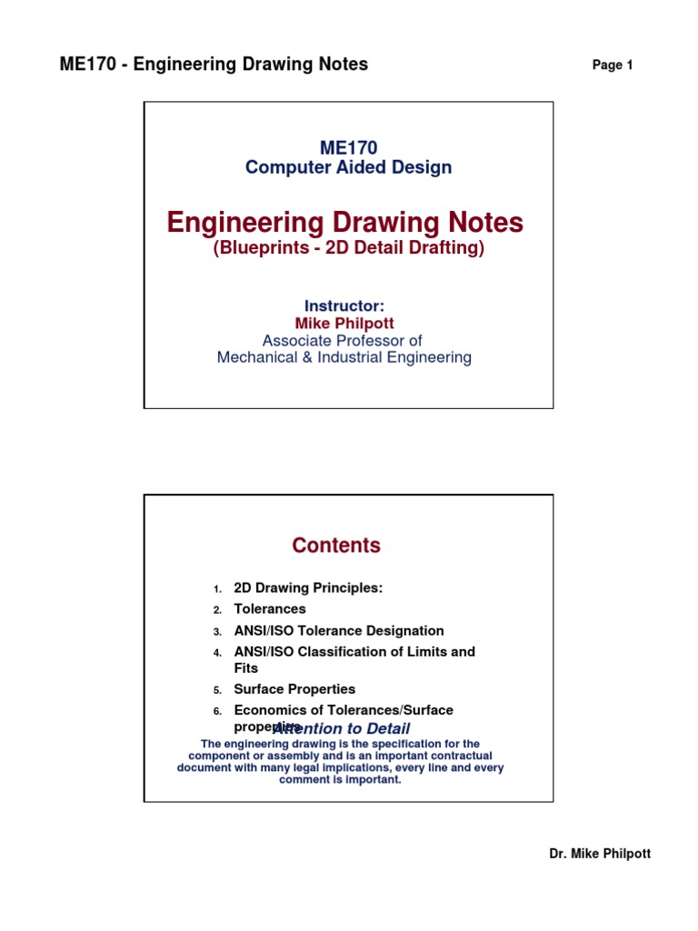Engineering Drawing Notes: ME170 Computer Aided Design | PDF ...