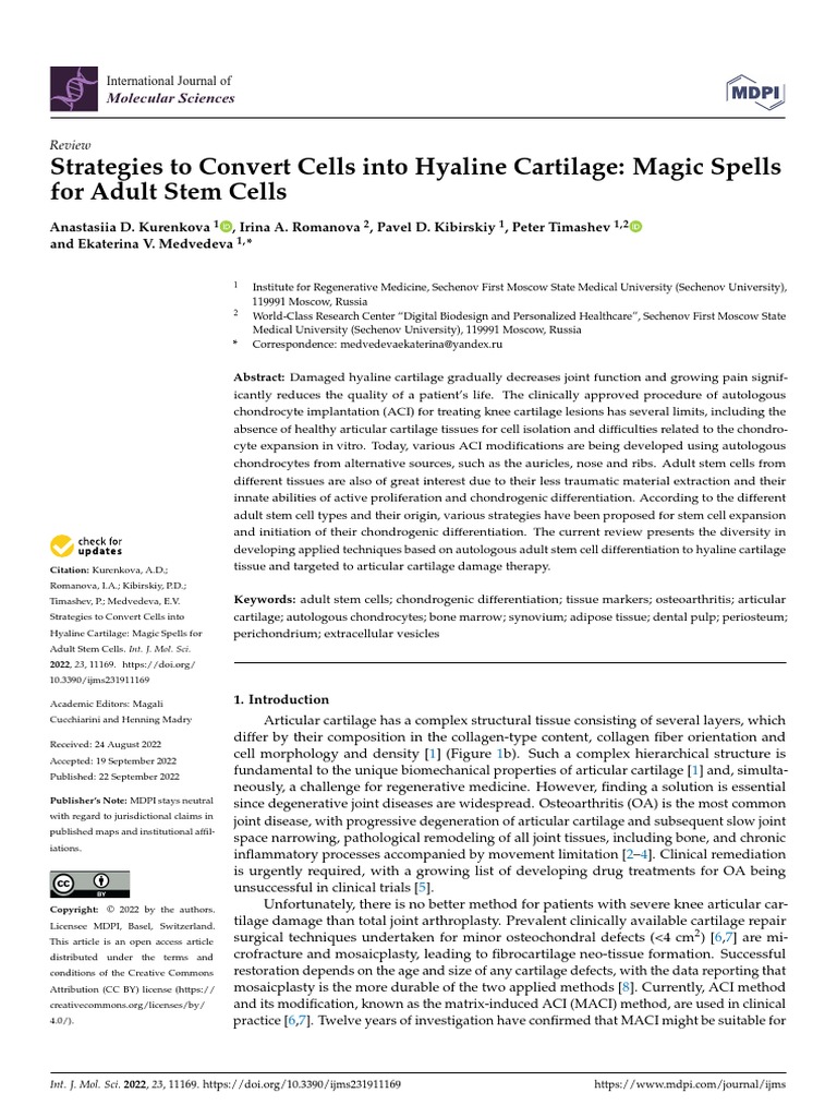 Strategies To Convert Cells Into Hyaline Cartilage: Magic Spells For ...
