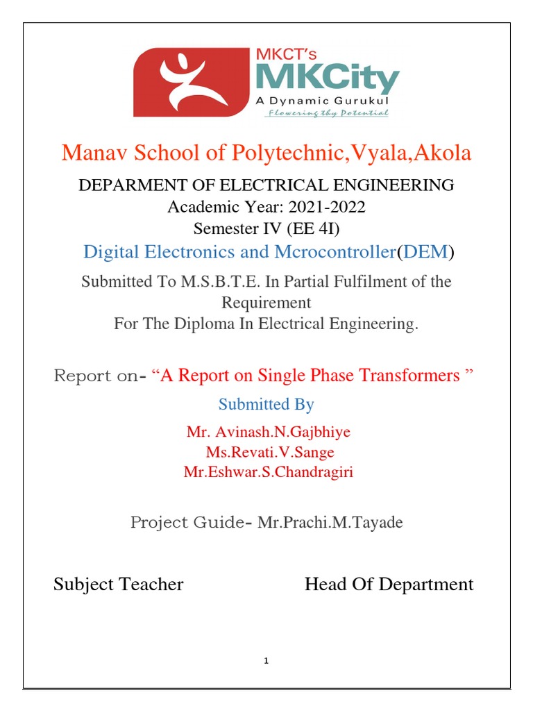 DEM Microproject EE 4I | PDF | Switch | Electrical Equipment