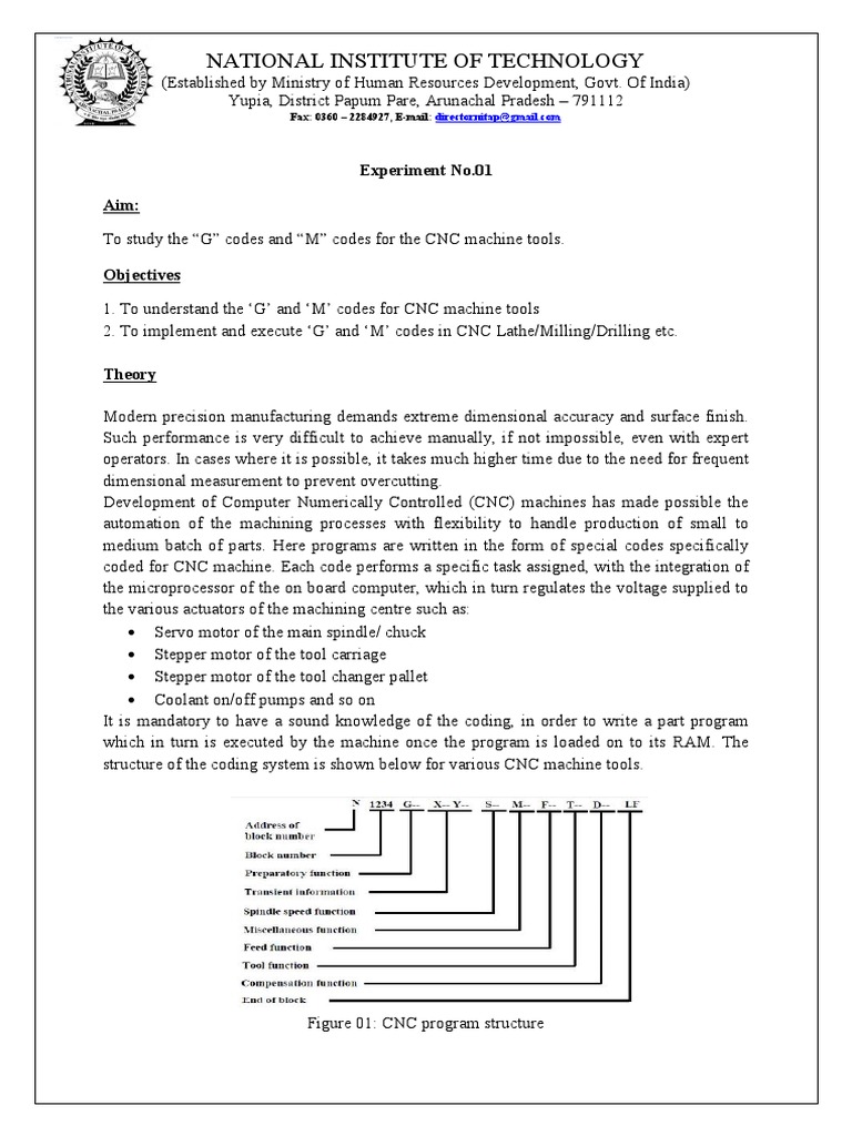 01 CNC Lab Manual NIT AP | PDF | Numerical Control | Manufactured Goods