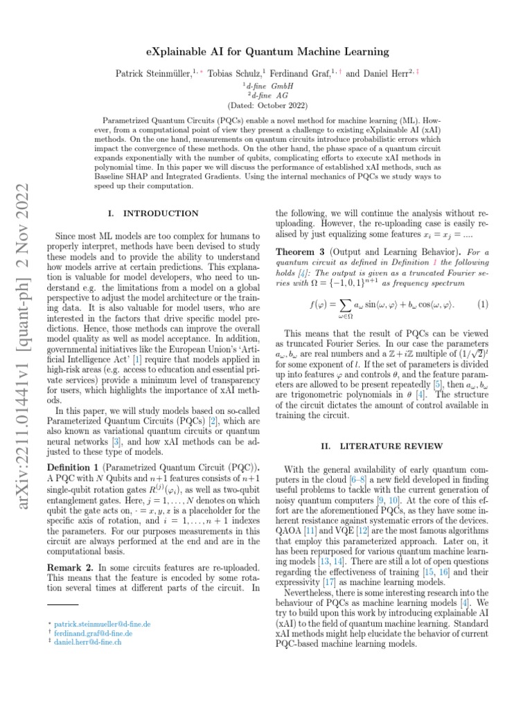 Explainable Ai For Quantum Machine Learning | PDF | Statistical ...
