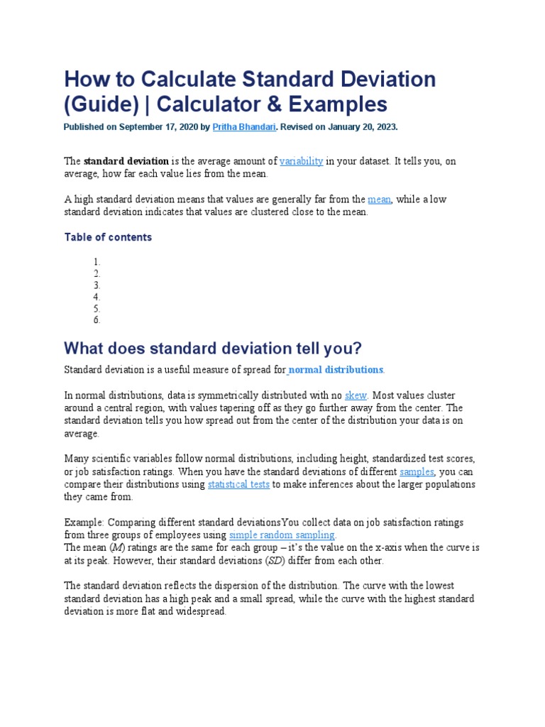 How To Calculate Standard Deviation | PDF