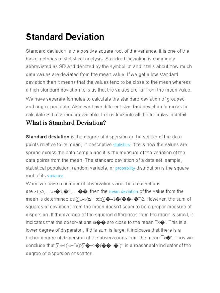 Standard Deviation | PDF | Standard Deviation | Variance