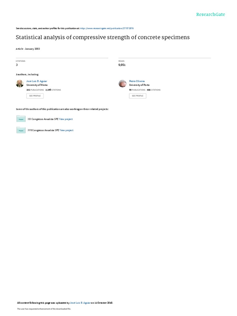 Statistical Analysis of Compressive Strength of Co | PDF | Reliability Engineering | Normal ...