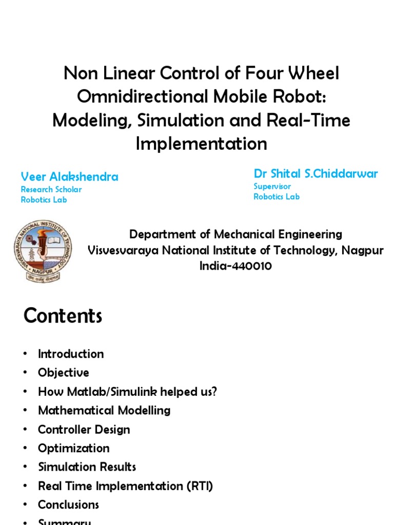 Non Linear Control Of Four Wheel Omnidirectional Mobile Robot Modeling Simulation Real Time