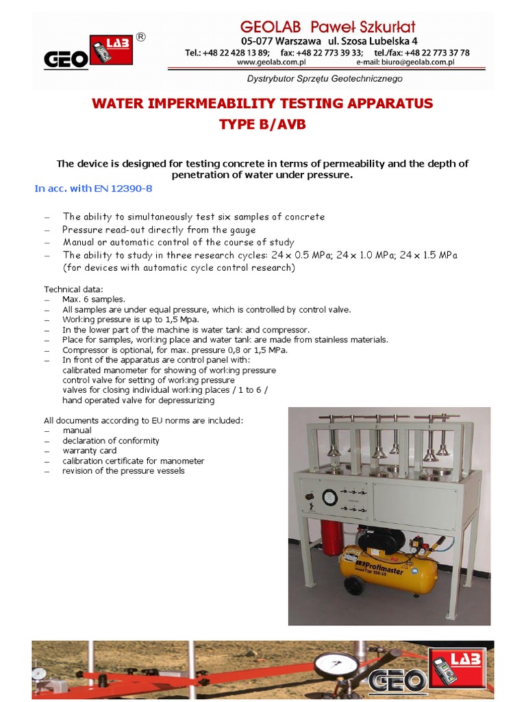 Water Permeability Test Apparatus | PDF