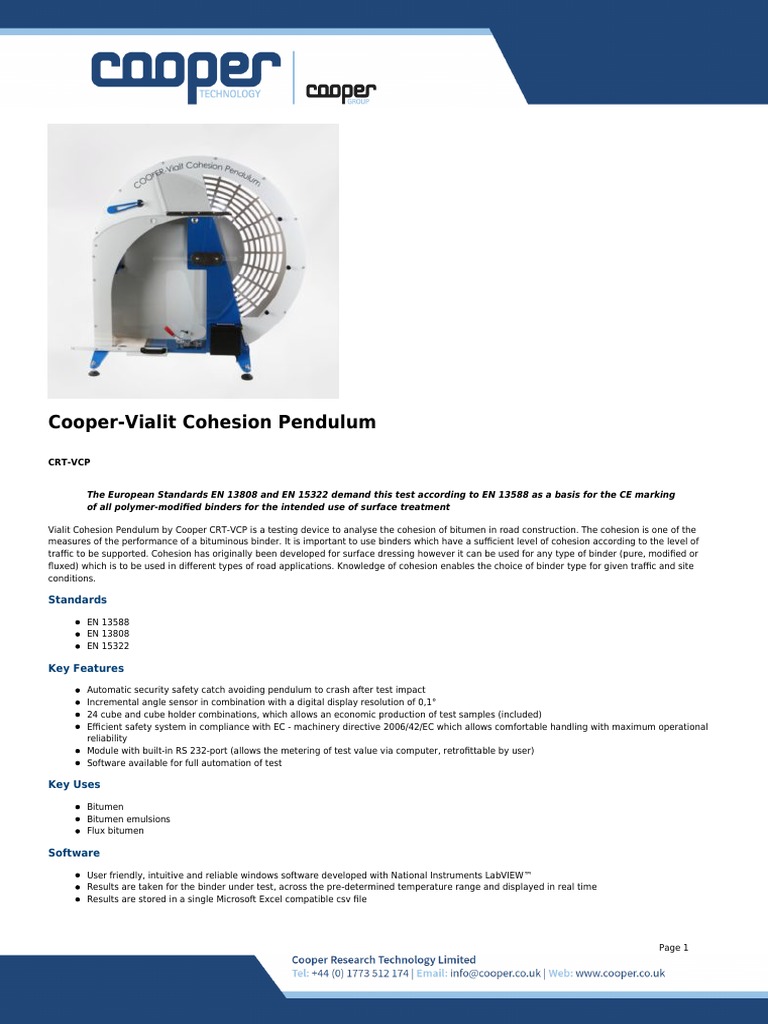 Cooper Vialit Cohesion Pendulum | PDF