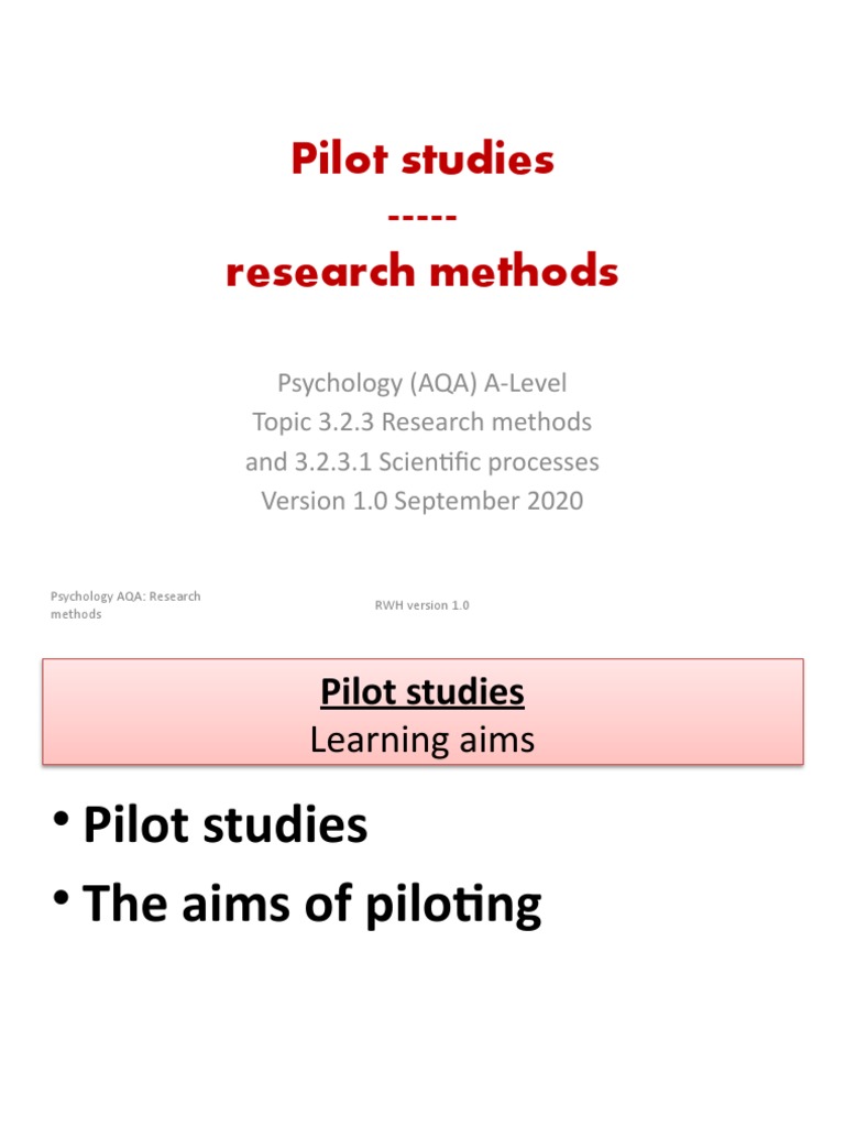 Pilot Studies - Research Methods | PDF | Psychology | Science