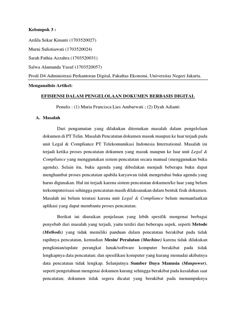 Kelompok 3 - Tugas Analisis Kasus Artikel | PDF