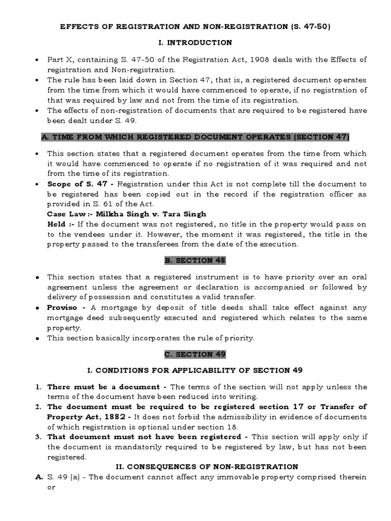 Effects of Registration and Non-Registration | PDF | Deed | Mortgage Law