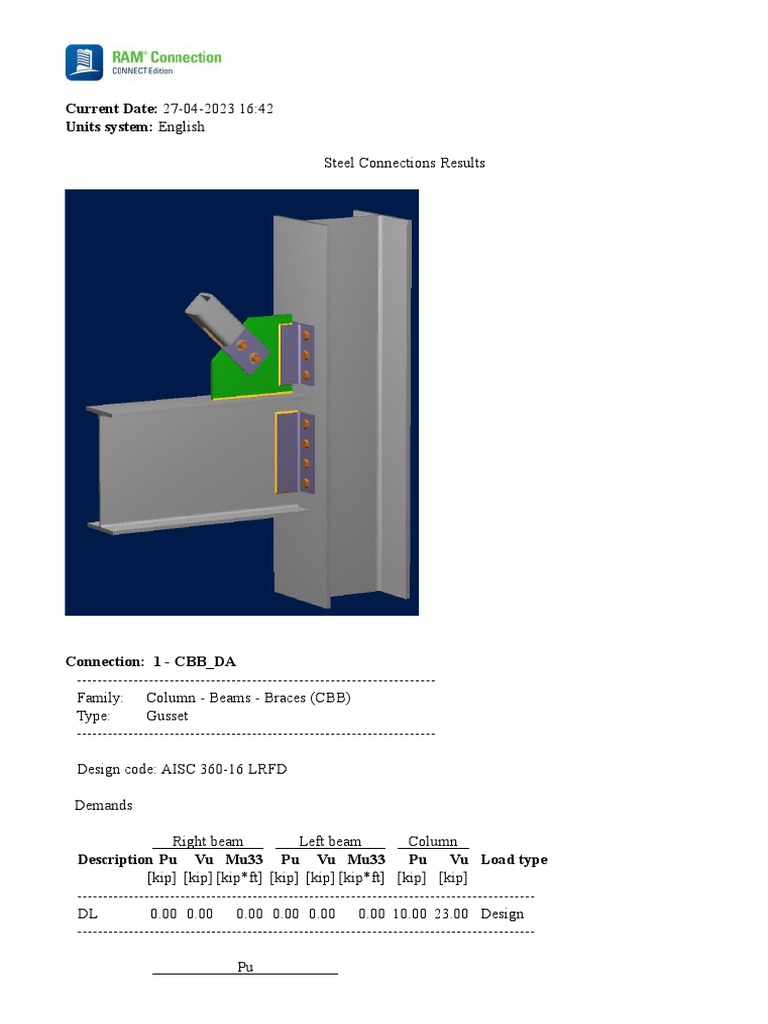 Brace Connection | PDF | Beam (Structure) | Shear Stress