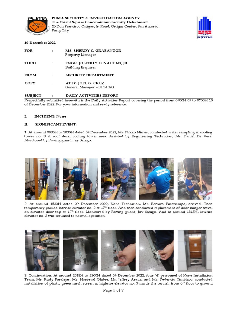 Daily Activities Report December 10 | PDF