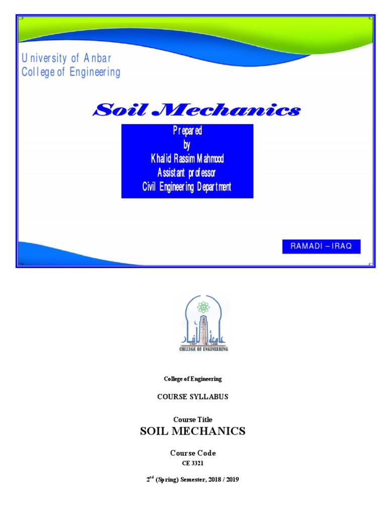Soil Mechanics Lecture Notes Khalid Rassim 2021-part1 | PDF