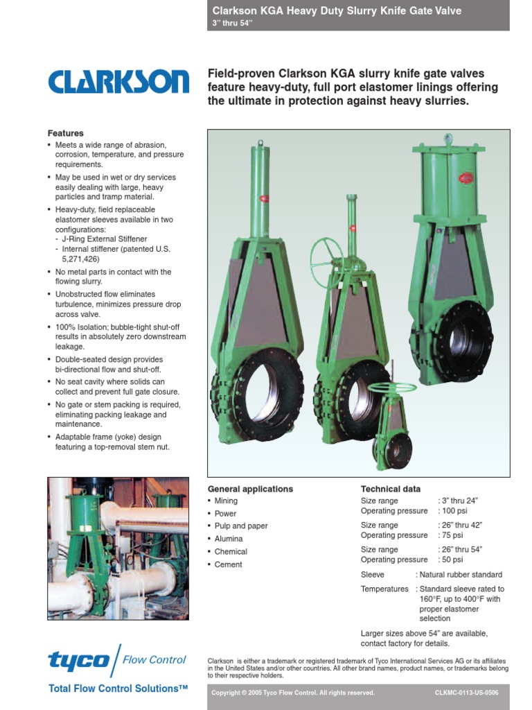 VALVULAS DE CUCHILLA Clarkson KGD | PDF | Valve | Gasoline