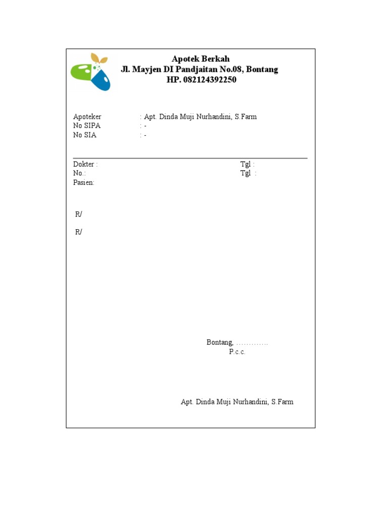 Blanko Copy Resep | PDF