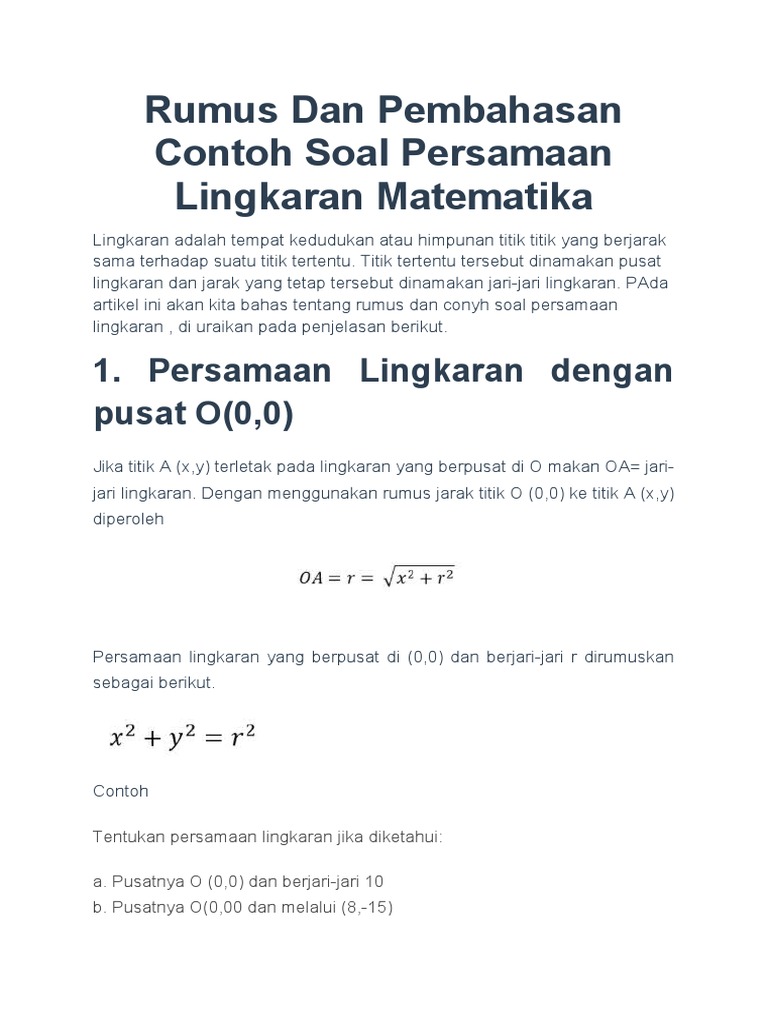 Materi Lingkaran Dan Soal KLS XI Semester 2 | PDF | Metode & Bahan Ajar