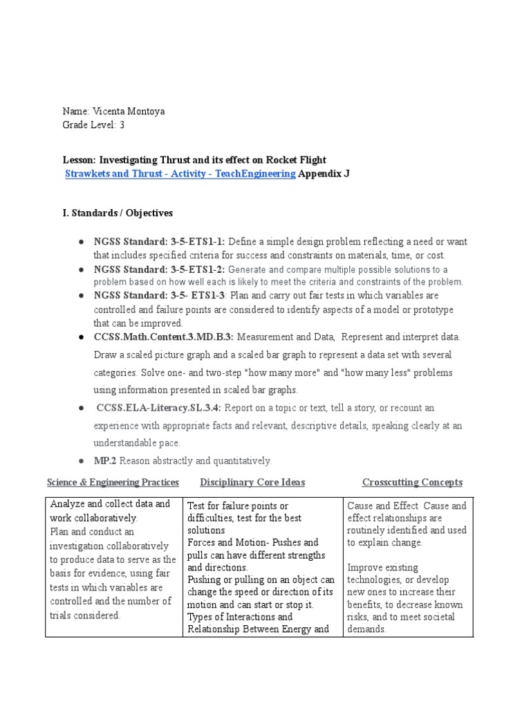 Science Lesson Plan | PDF | Rocket | Thrust