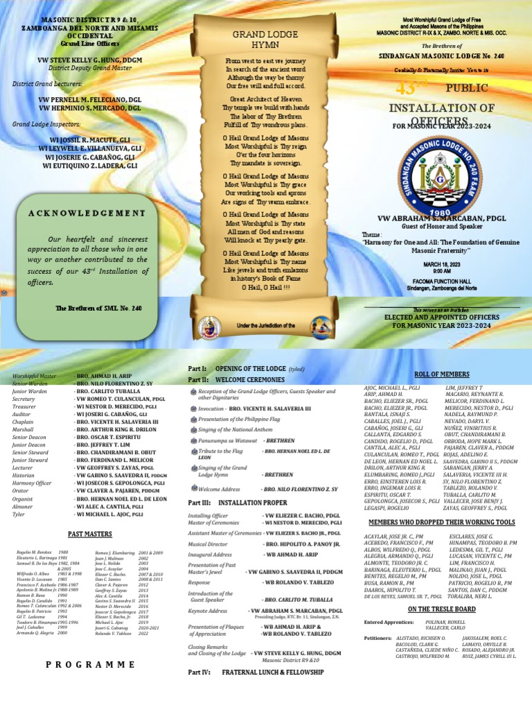 Installation Program | PDF | Freemasonry | Guild