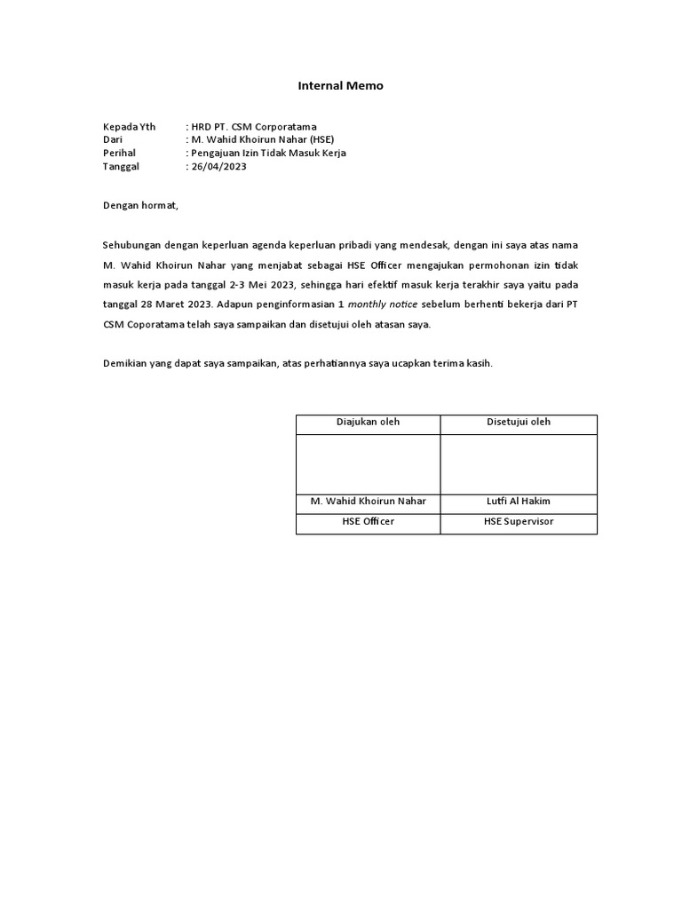 Draft Internal Memo Penggunaan Microsoft Office Atau Visio | PDF