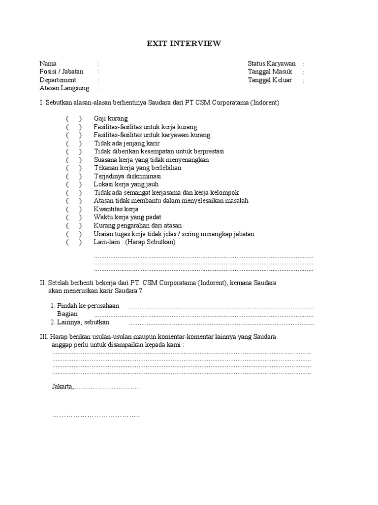 Exit Interview | PDF