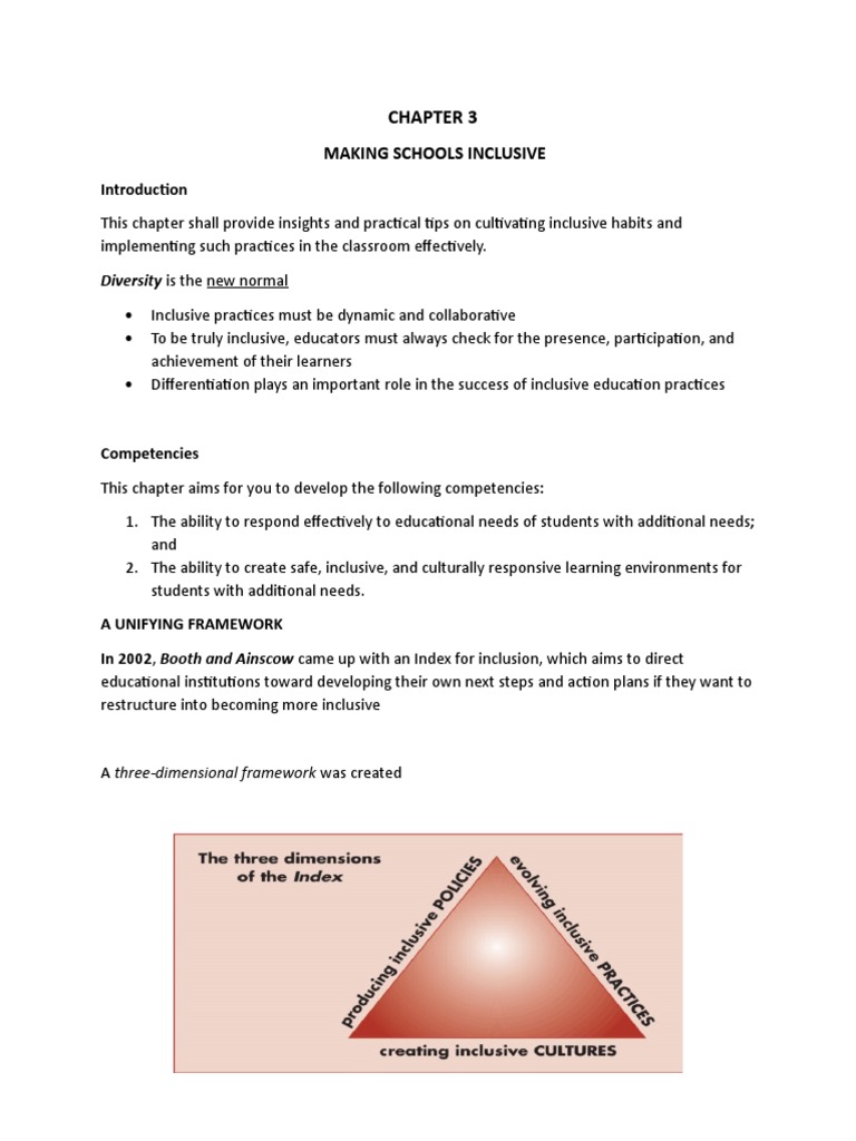 Chapter 3 Making Schools Inclusive | PDF | Differentiated Instruction | Education Theory