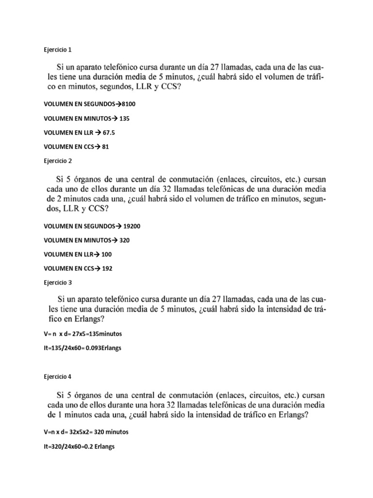 Ejercicios Sistemas de Telefonía - RCT - Tráfico Telefónico - EMilio ...