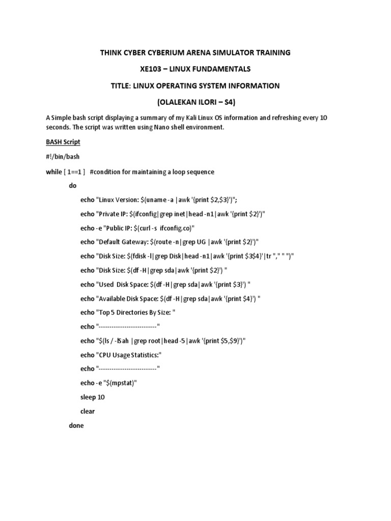 Linux Fundamentals Bash Script Overview | PDF | Teaching Methods ...