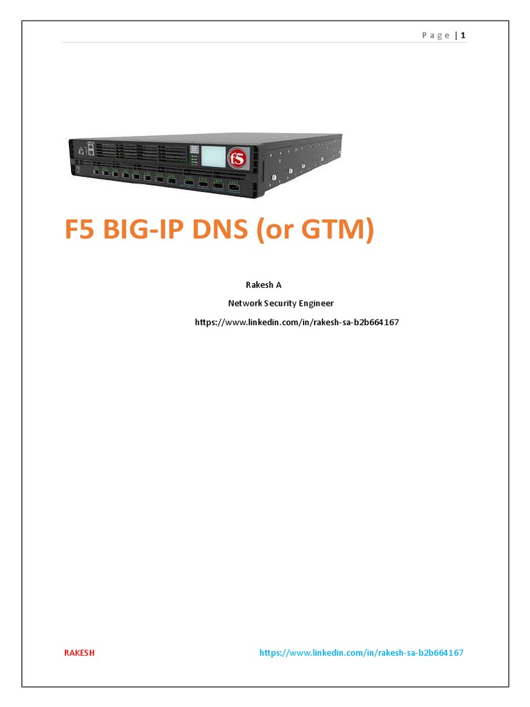 F5 Big-Ip Dns (Or GTM) : Rakesh | PDF | Domain Name System | Load Balancing (Computing)