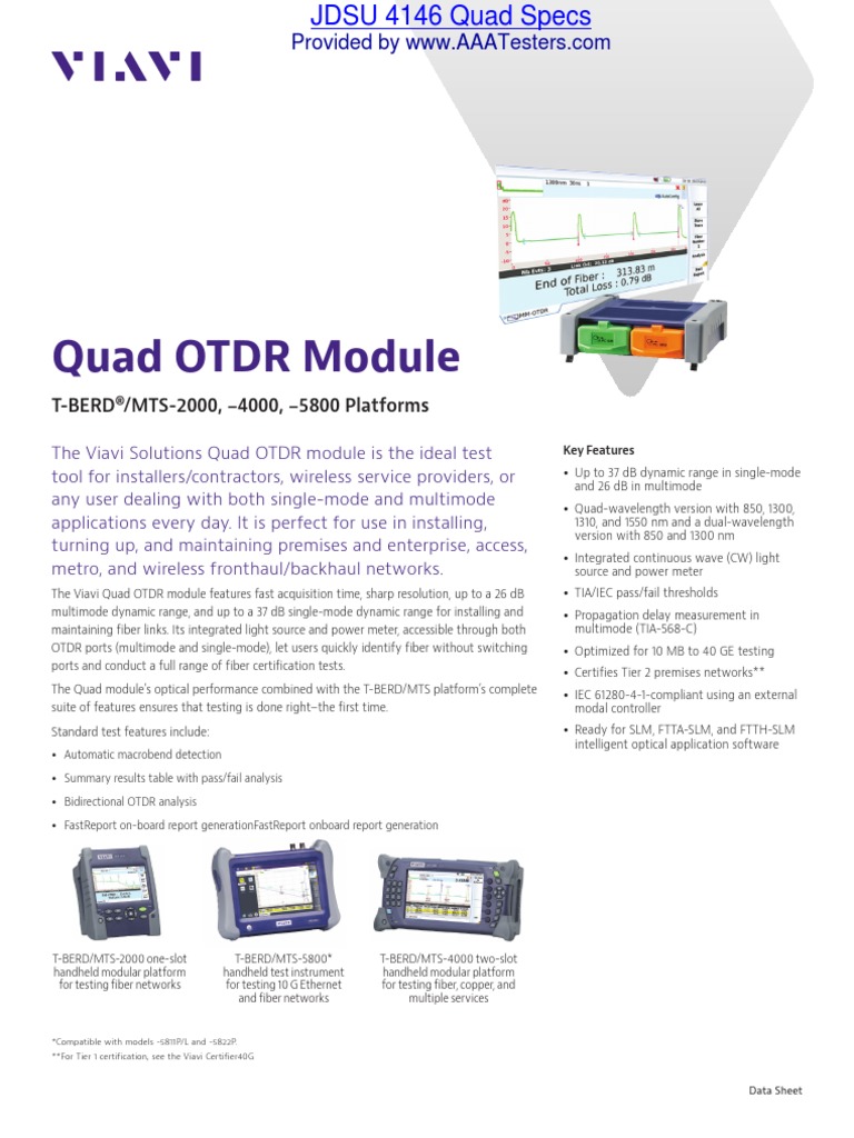 Quad OTDR Module: T-BERD®/MTS-2000, - 4000, - 5800 Platforms | PDF ...